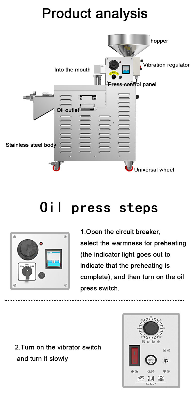 Mobile + Mini commercial oil press machine + Temp controller - DongDuBao